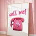 Call Me Pink Aesthetic Room Decor Retro Pink Phone Print - Etsy