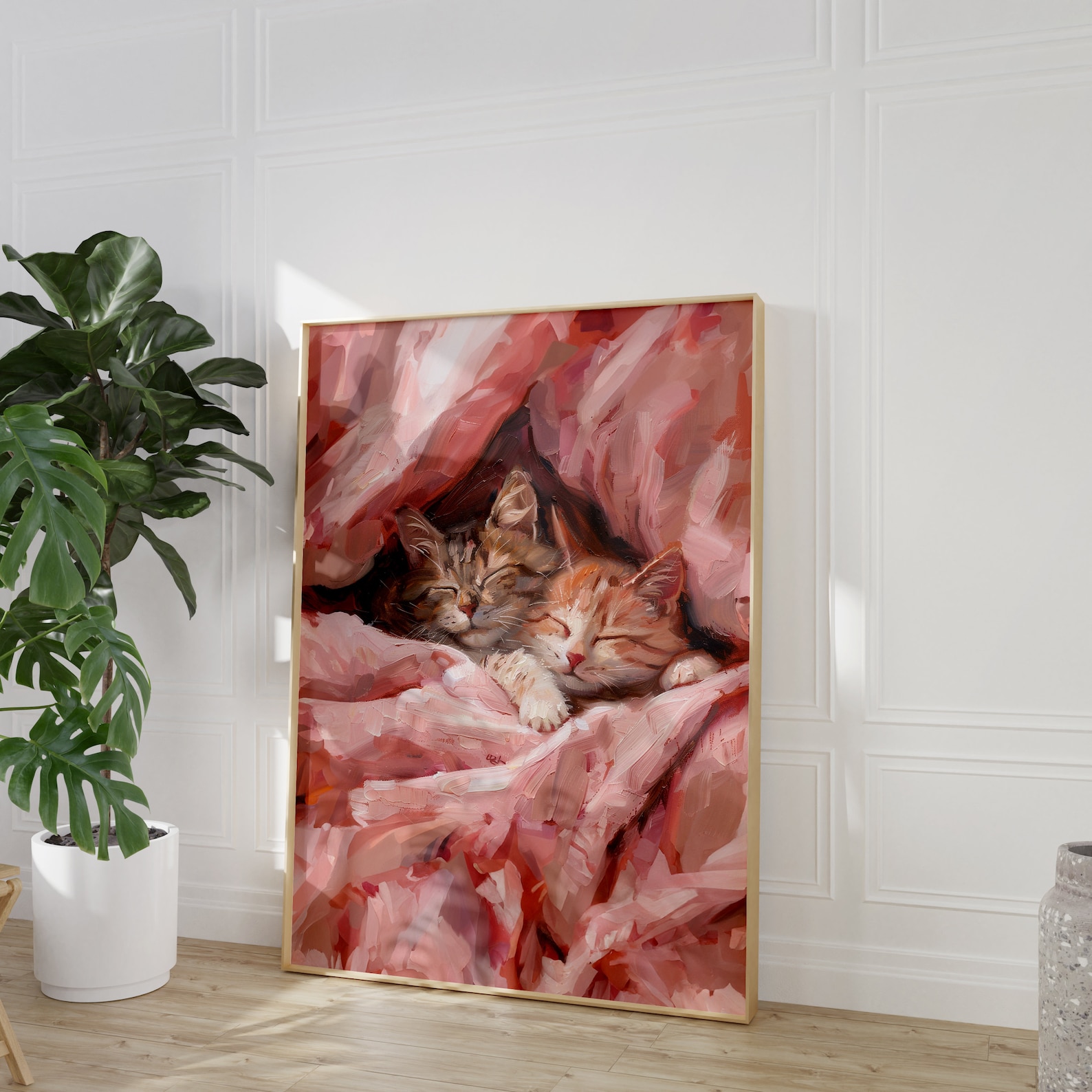 Sleeping Kitten Art Print, Cute Cat Poster, Cat Prints Wall Art, Preppy ...