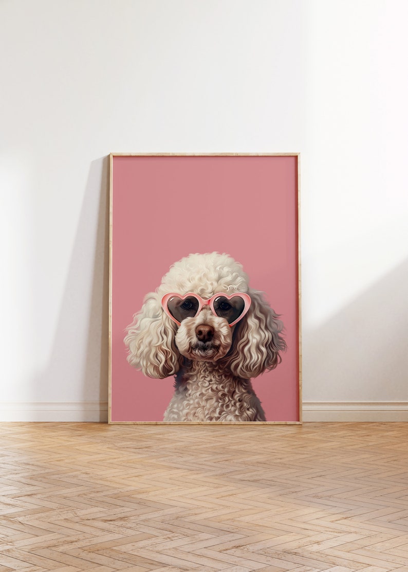 Printable Pink Poodle Print, Funky Poster, Preppy Art, Poodle Dog, Cute ...