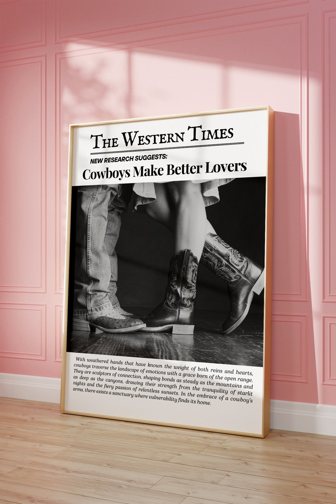 Vintage Cowboy Wall Art Newspaper Wall Art, Newspaper Poster, Western ...