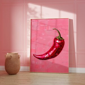 Retro Disco Pepper Print, Fruit Pink Print, Vintage Art, Coquette Wall ...