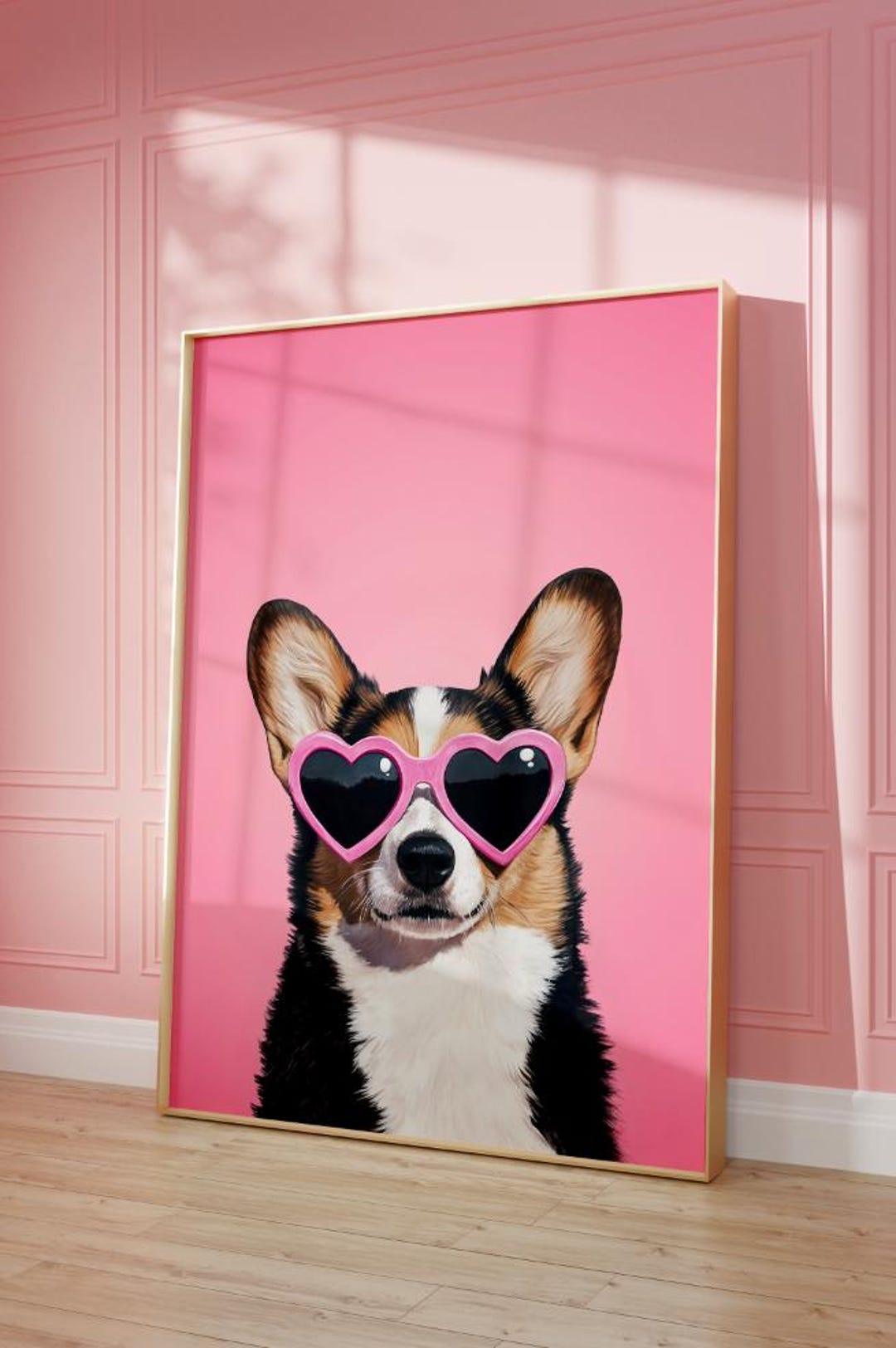 Printable Pink Tricolor Corgi Print, Funky Poster, Preppy Art, Welsh ...