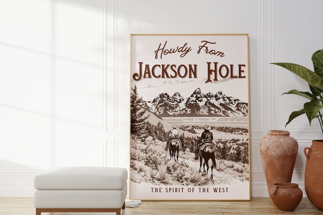 Vintage Jackson Hole Wyoming Travel Poster: Western Wall Art (digital ...