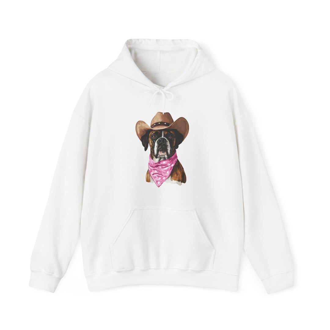 Boxer Cowgirl Cowboy Western Hoodie Sweatshirt, Cowboy Dog Sweatshirt ...