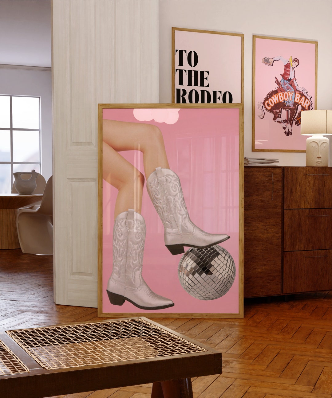 Disco Cowgirl Wall Art, Cowgirl Dorm Decor, Funky Disco Wall Print ...