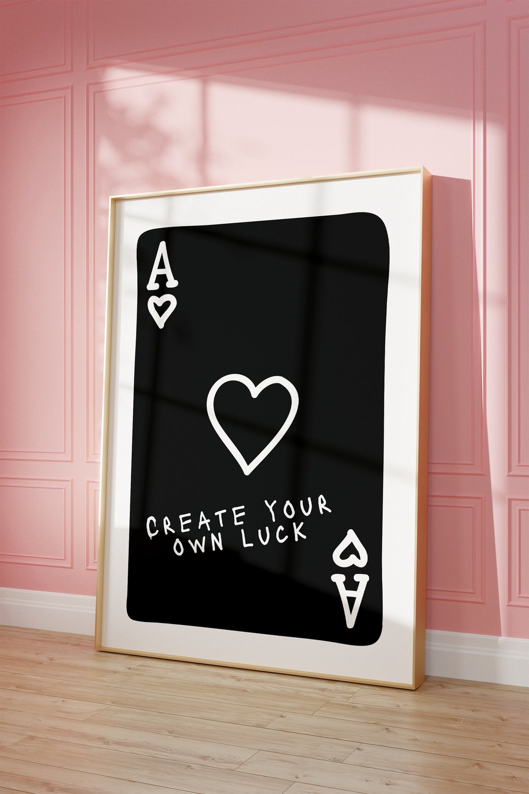 Create Luck, Lucky Girl Syndrome, Playing Card Print, Retro Bar Cart ...