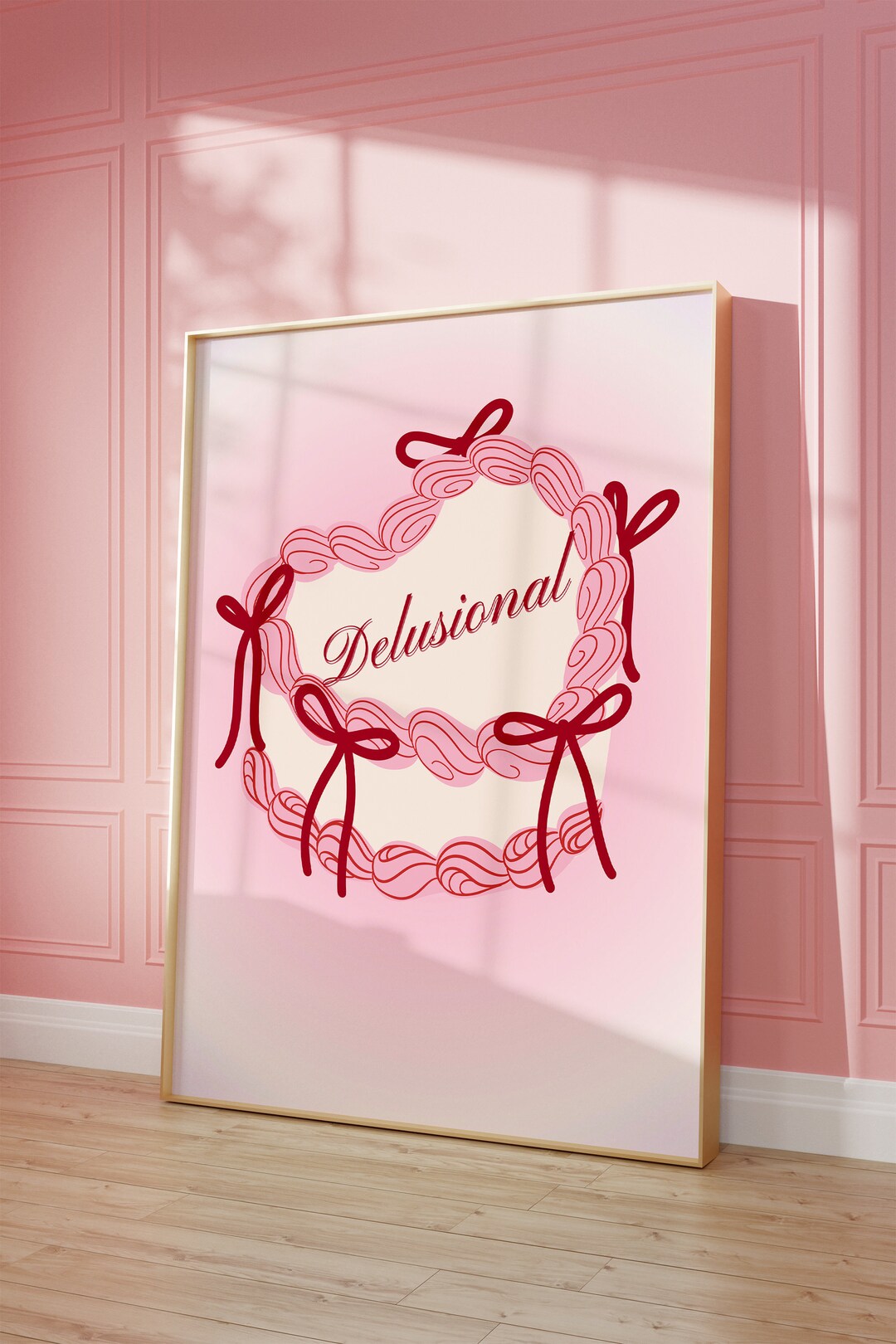 Delulu Delusional Heart Cake Coquette Print Trendy Wall Art Poster ...