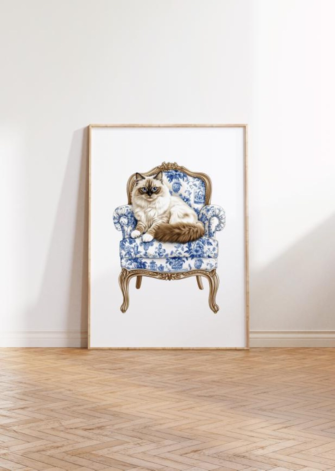 Preppy Ragdoll Cat Art Print, Chinoiserie Aesthetic Ragdoll Dog Print ...