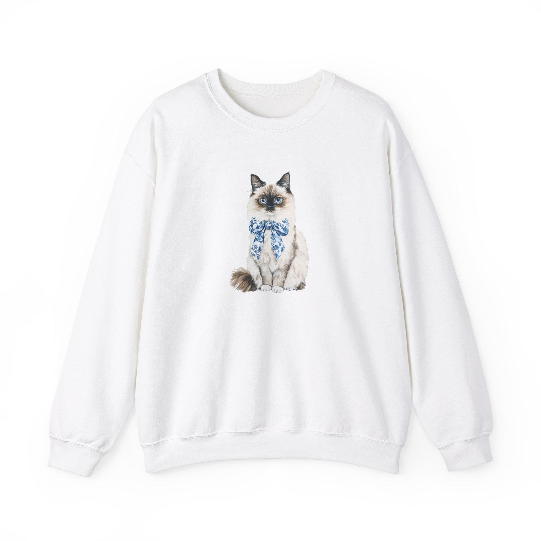Preppy Ragdoll Cat Crewneck Sweatshirt: Grandmillennial Style - Etsy
