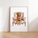Preppy Golden Retriever Art Print, Chinoiserie Aesthetic Dog Print ...