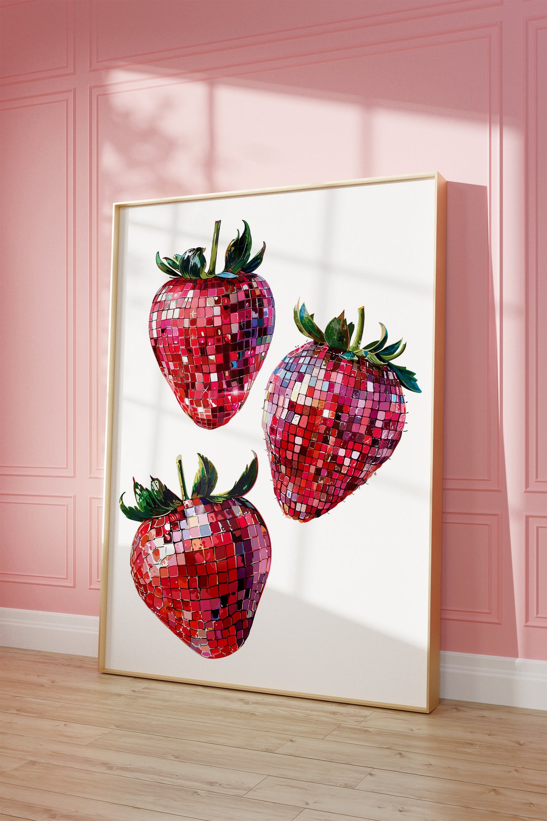 Retro Disco Strawberry Print: Girly Coquette Wall Art (digital Download ...