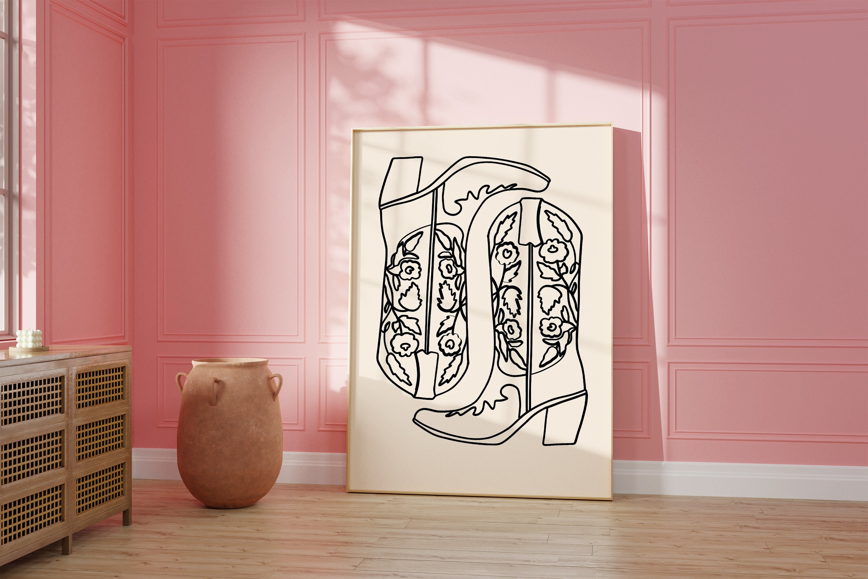 Cowgirl Cowboy Boots Art Print Western Art Print Preppy - Etsy