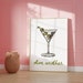 Dirty Martini Print, Funky Martini Poster, Bar Cart Art, Bar Cart ...