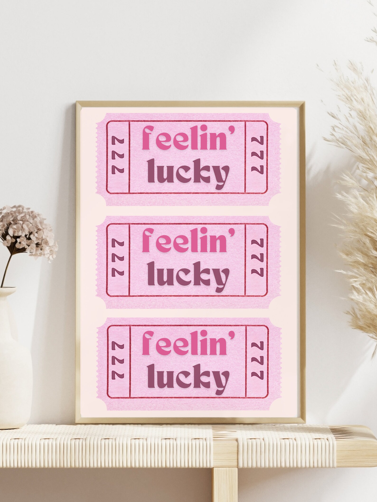 Feeling Lucky Girl Aesthetic 777 Ticket Print Pink Trendy Retro Trendy ...