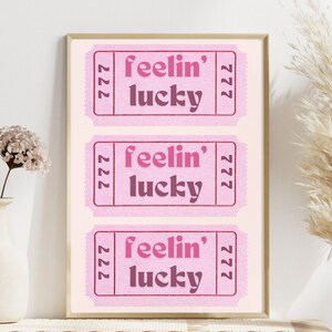 Feeling Lucky Girl Aesthetic 777 Ticket Print Pink Trendy Retro Trendy ...