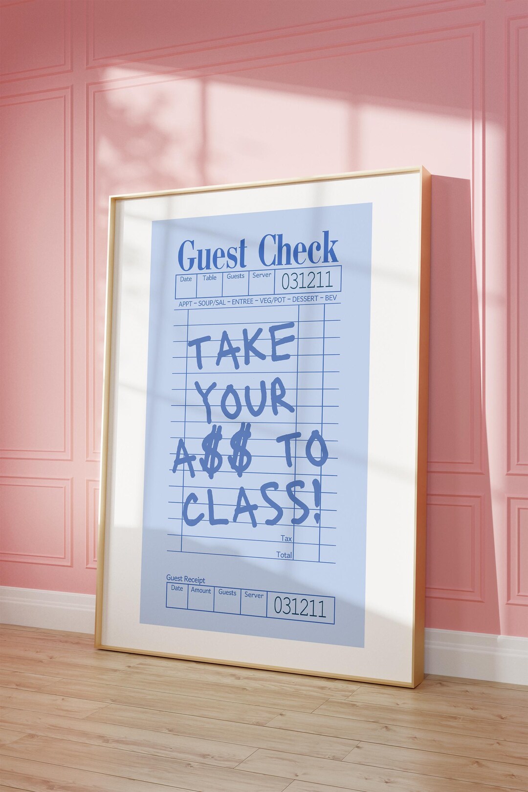 Funny Guest Check Print: Blue Dorm Decor (digital Download) - Etsy