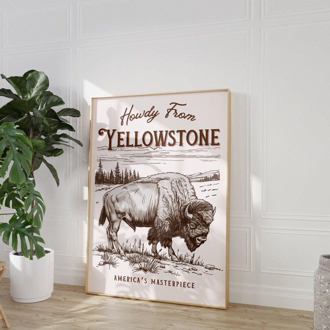 Vintage Yellowstone National Park Poster: Western Travel Art (digital ...