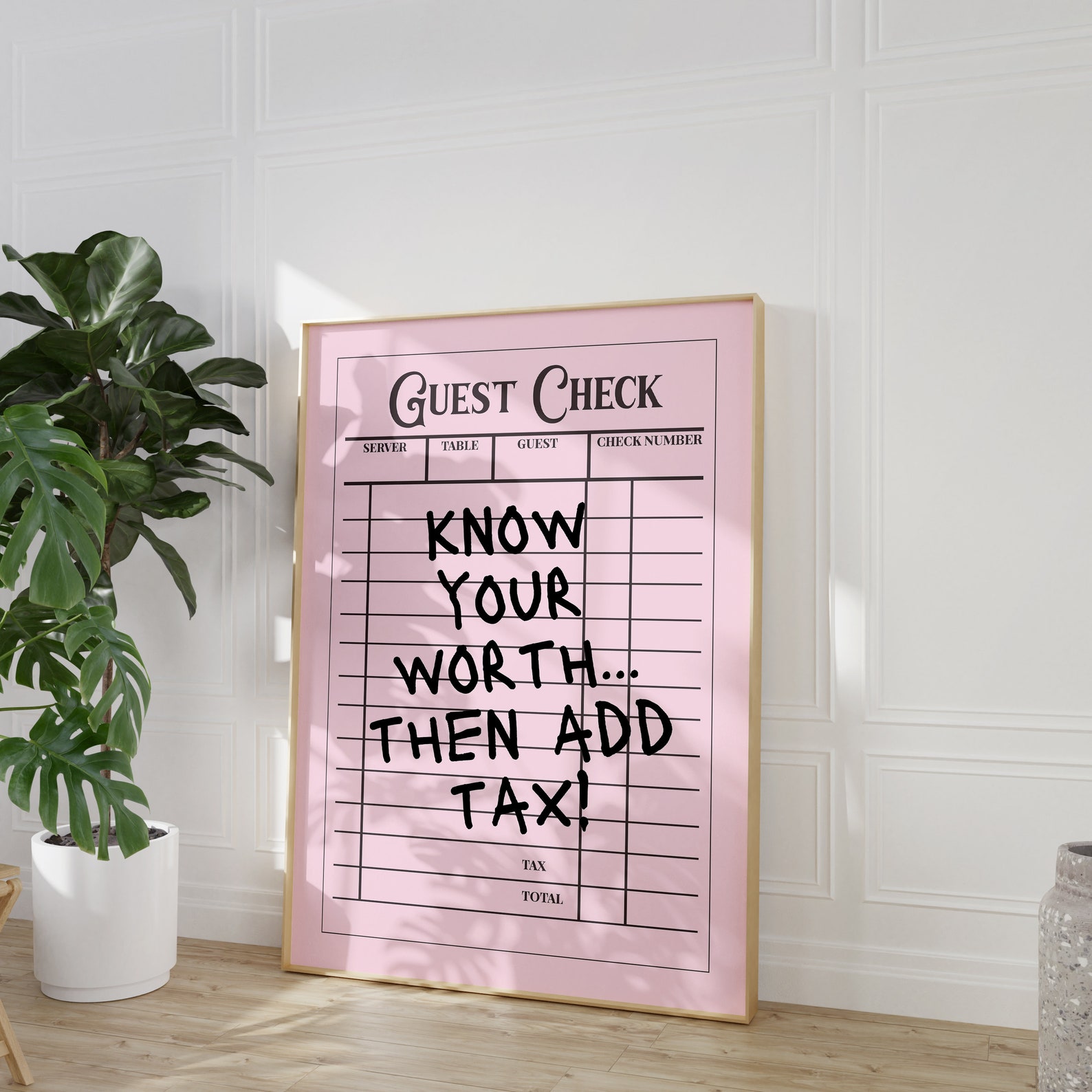 Trendy Guest Check Poster Know Your Worth Then Add Tax - Etsy