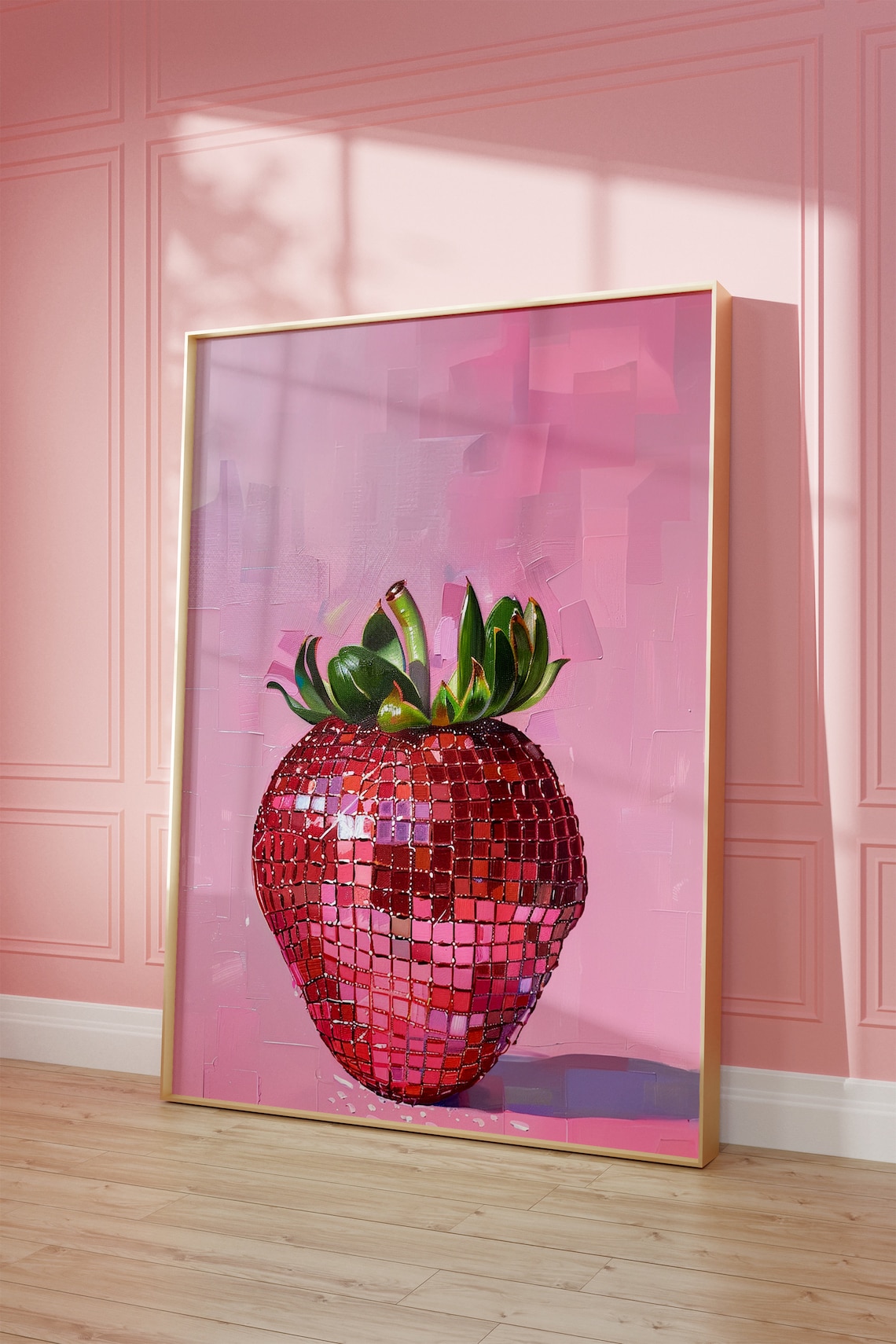 Retro Disco Strawberry Print: Girly Pink Wall Art (digital Download) - Etsy