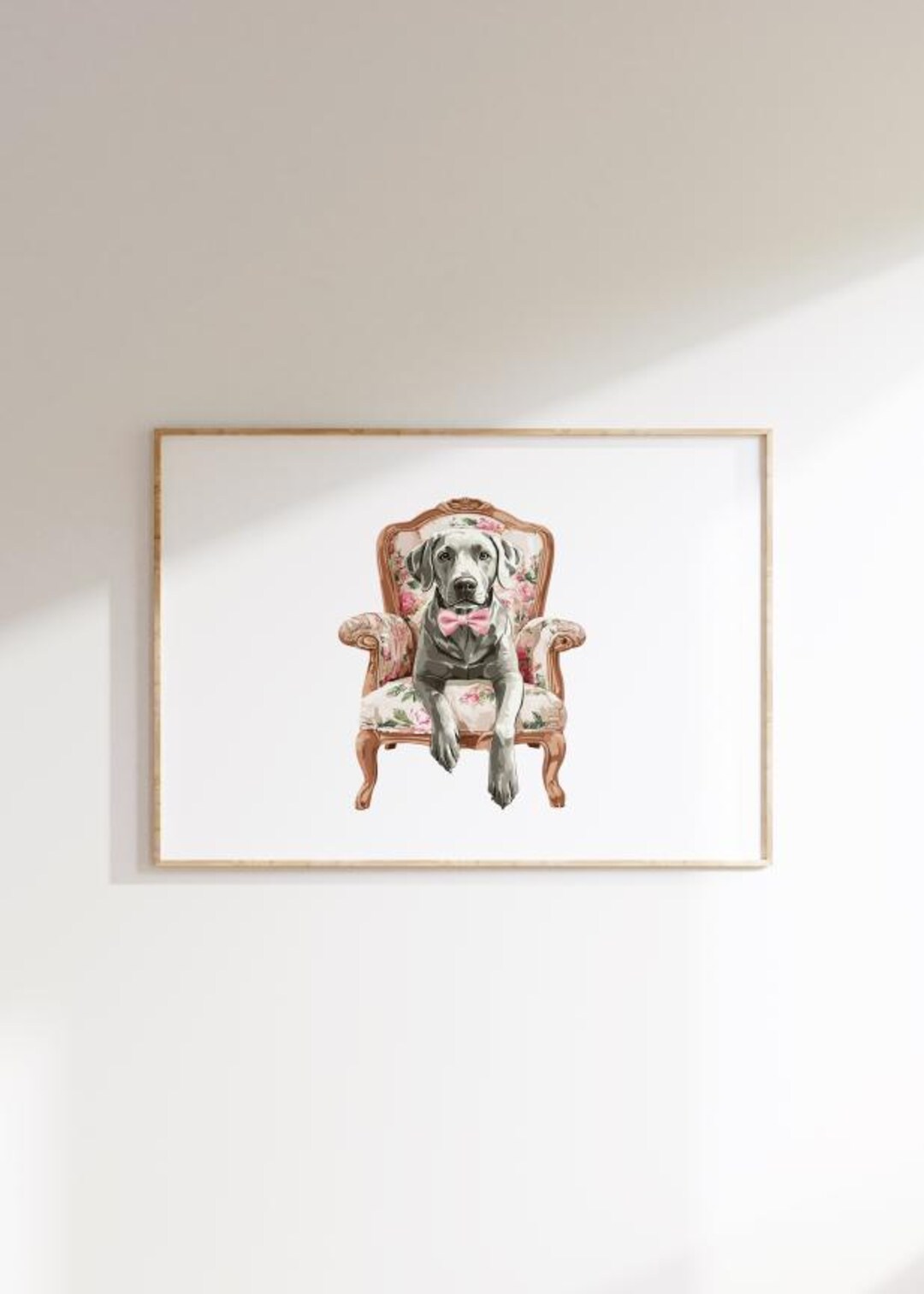 Preppy Silver Labrador Art Print, Chinoiserie Aesthetic Dog Print ...