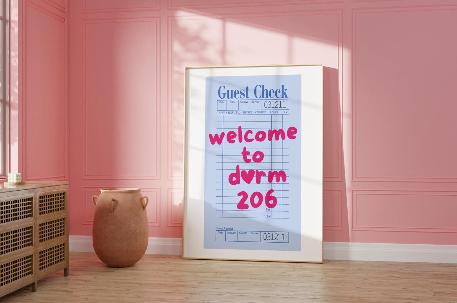 Custom Dorm Welcome Sign: Preppy Guest Check Art (digital Download - Etsy