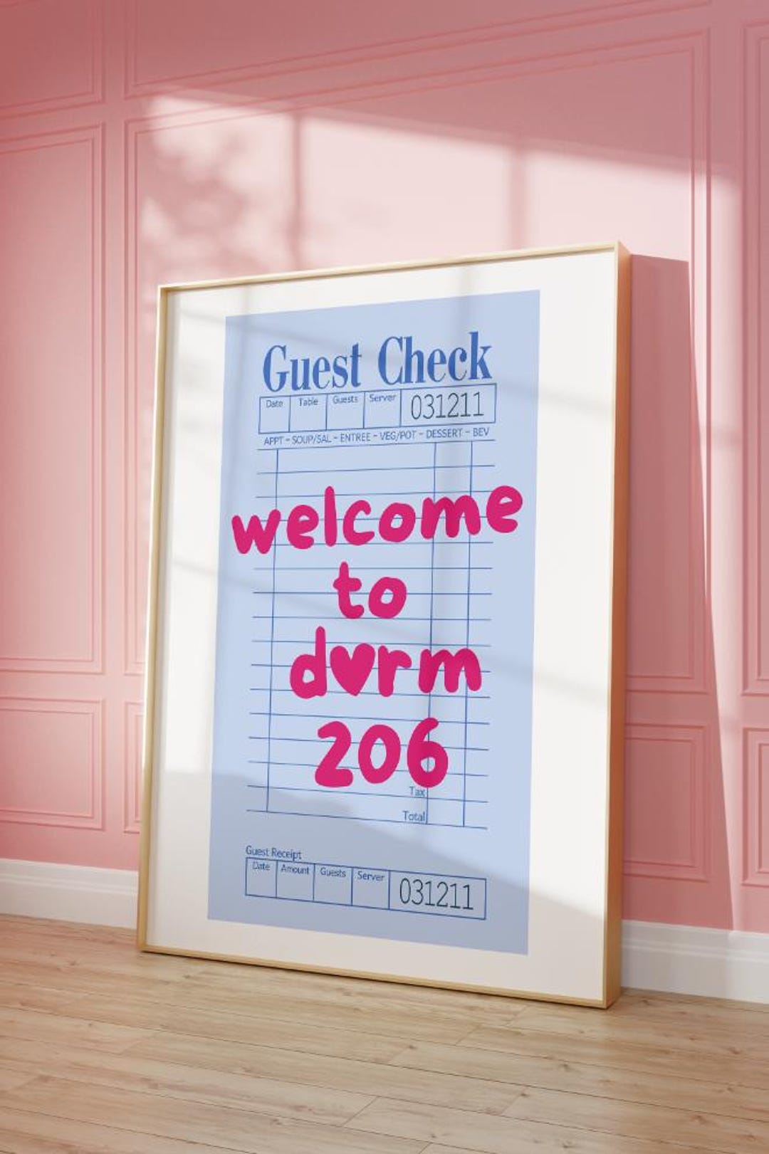 Custom Dorm Welcome Sign: Preppy Guest Check Art (digital Download - Etsy