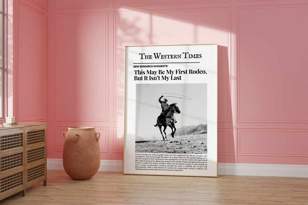 Vintage Cowboy Wall Art Newspaper Wall Art, Newspaper Poster, Western ...