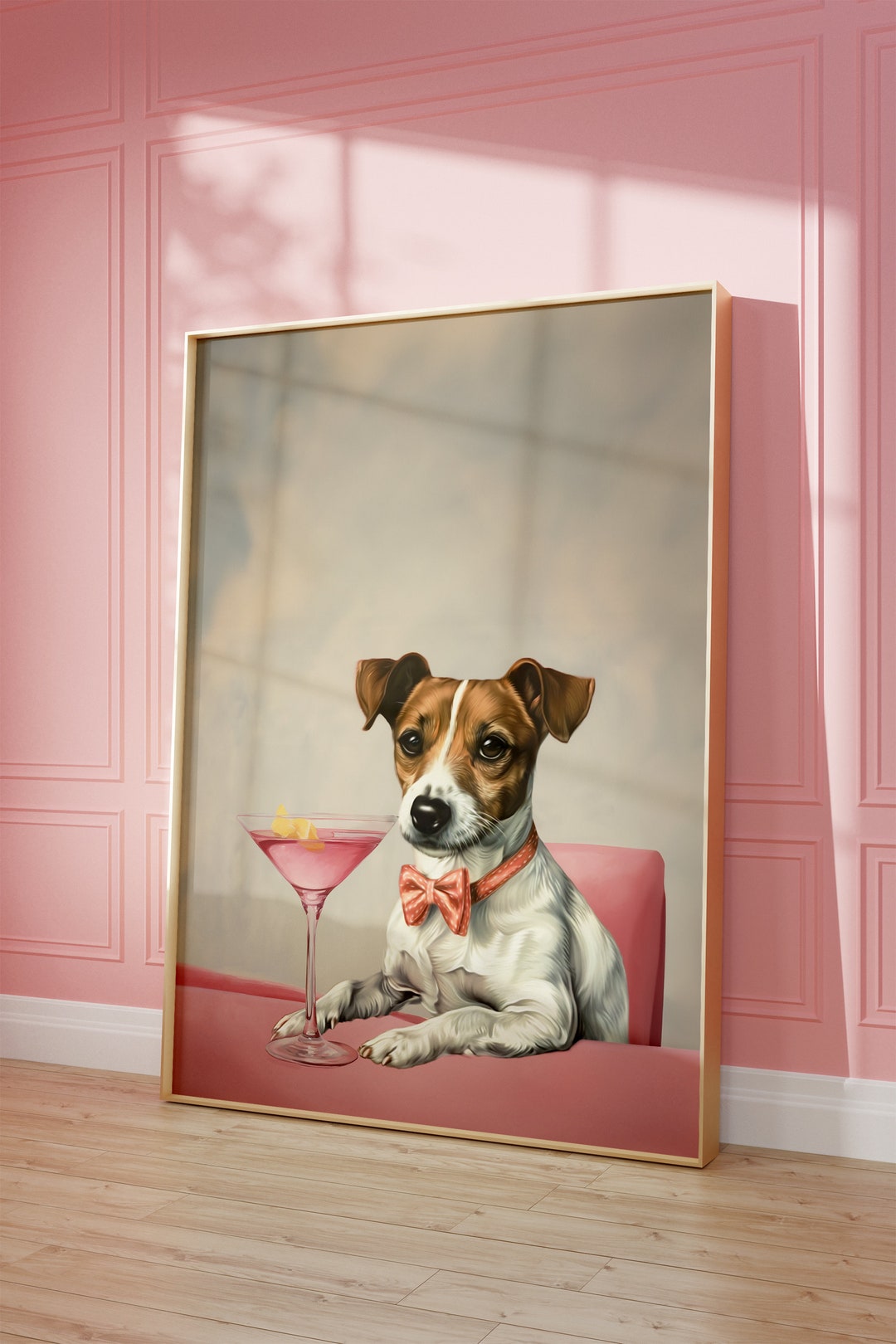 Printable Pink Jack Russell Terrier Print, Funky Poster, Preppy Art ...