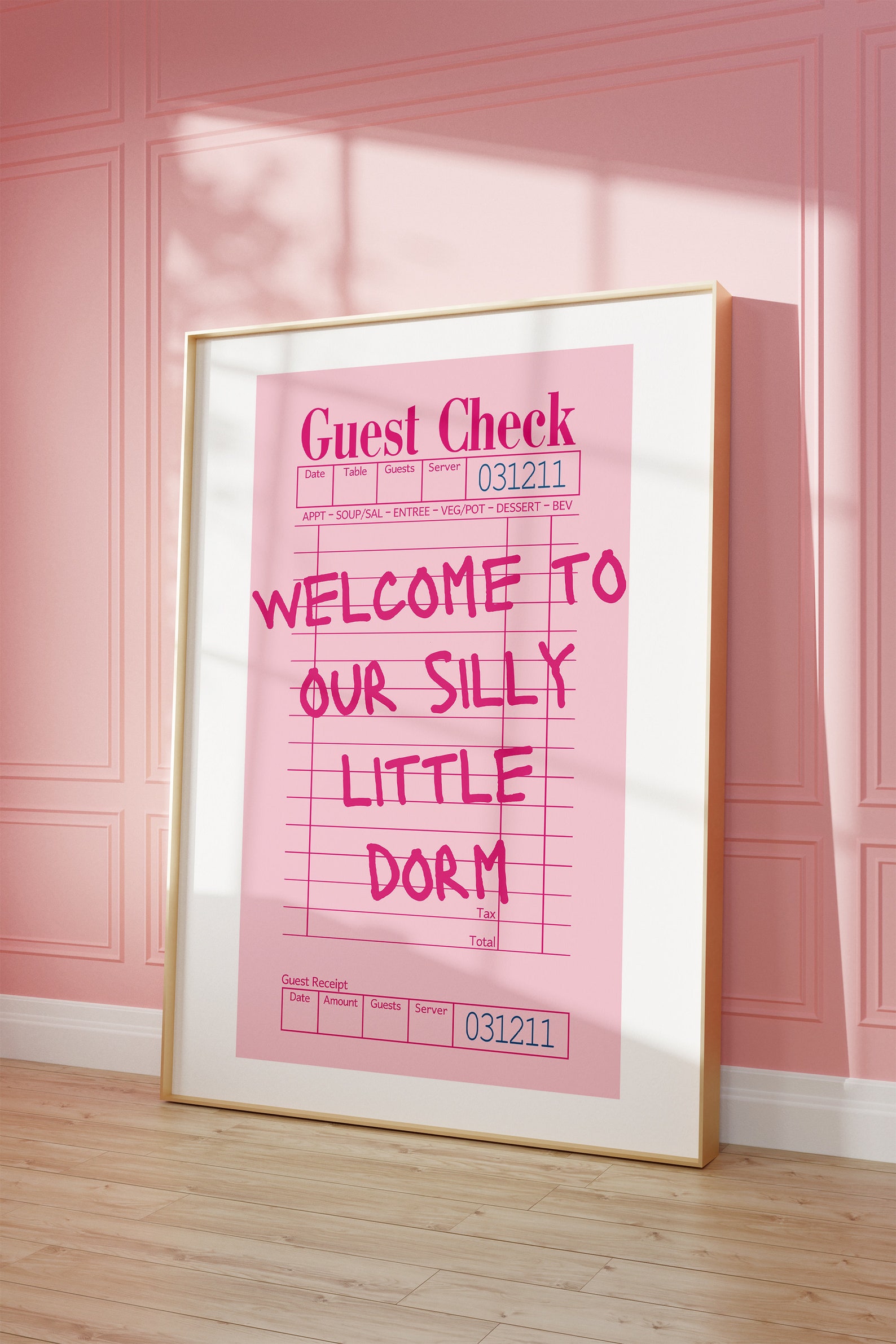 Pink Guest Check Dorm Art Print: Trendy Dorm Decor (digital Download ...