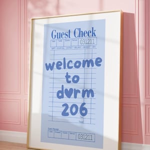 Custom Dorm Welcome Sign: Preppy Guest Check Art (digital Download - Etsy
