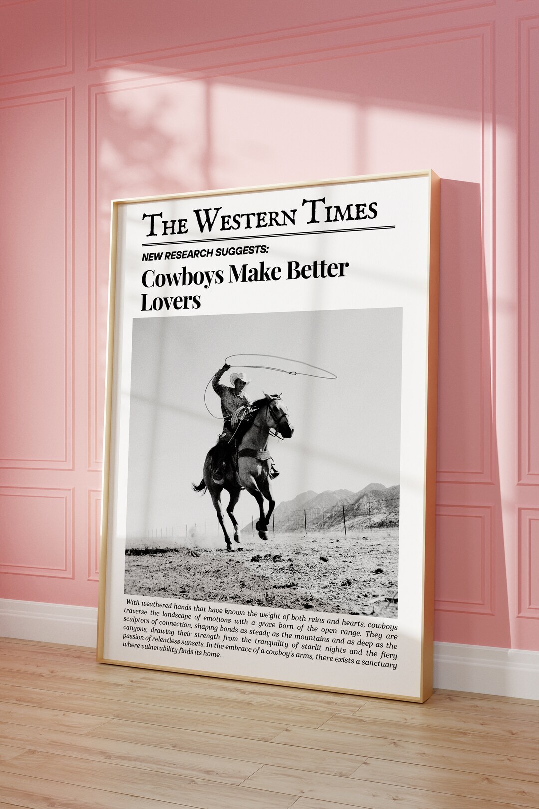 PHYSICAL Vintage Cowboy Wall Art Newspaper Wall Art, Newspaper Poster ...