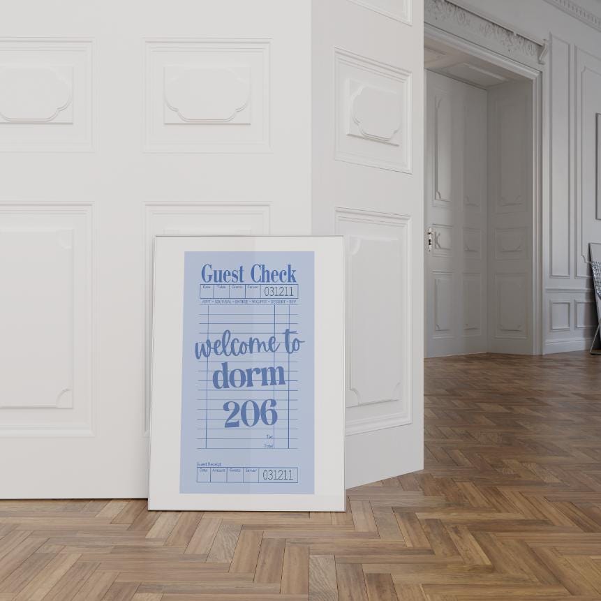 Custom Dorm Welcome Sign: Preppy Guest Check Art (digital Download) - Etsy