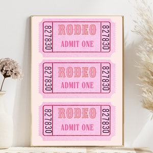 Rodeo Ticket Print Pink Trendy Art Retro Prints Trendy Printable ...