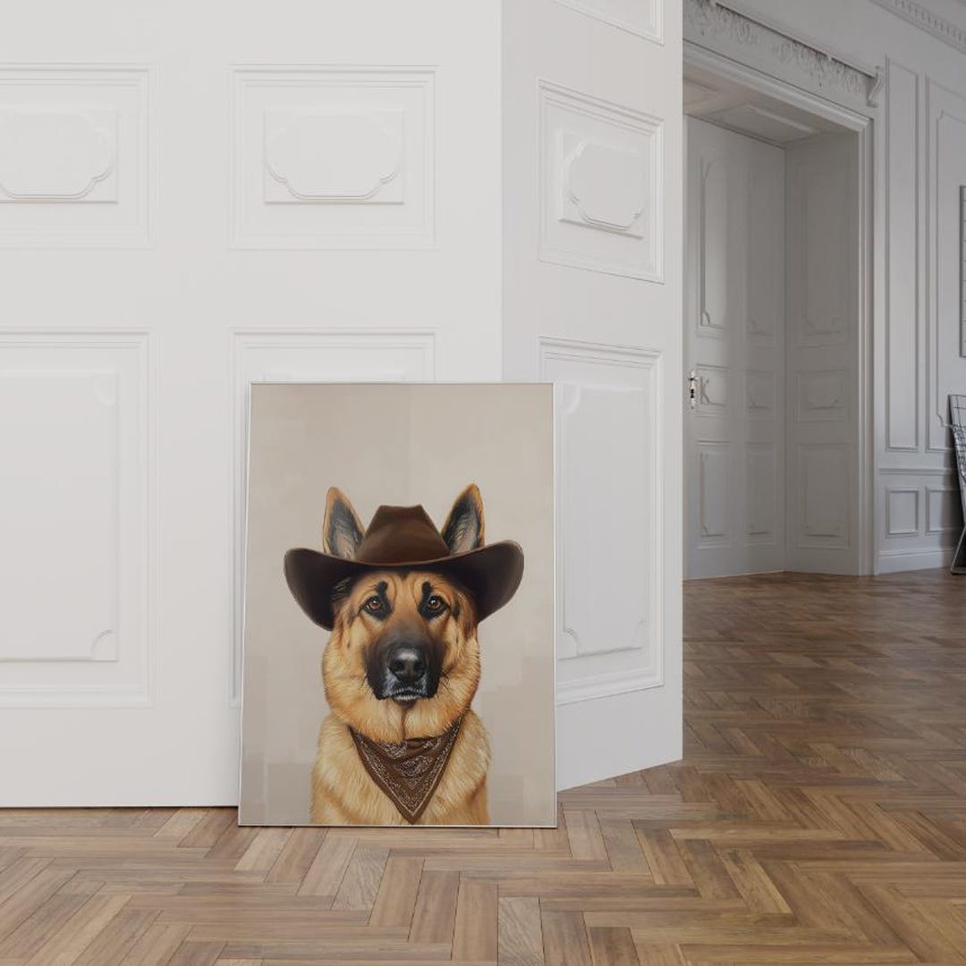 German Shepherd Cowgirl Hat Print: Western Dog Art (digital Download ...