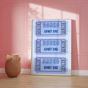 Rodeo Ticket Print Blue Trendy Art Retro Prints Trendy Printable ...