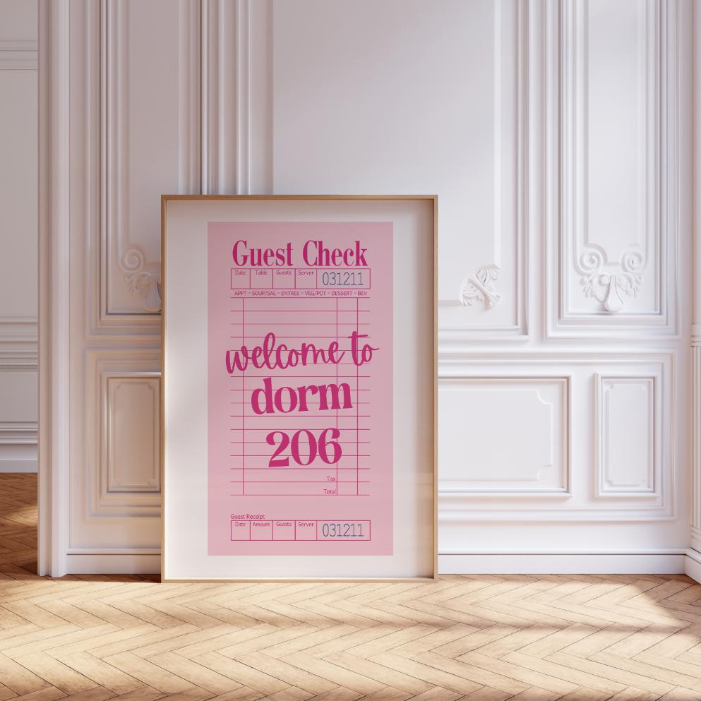 Custom Dorm Welcome Sign: Preppy Guest Check Art (digital Download) - Etsy