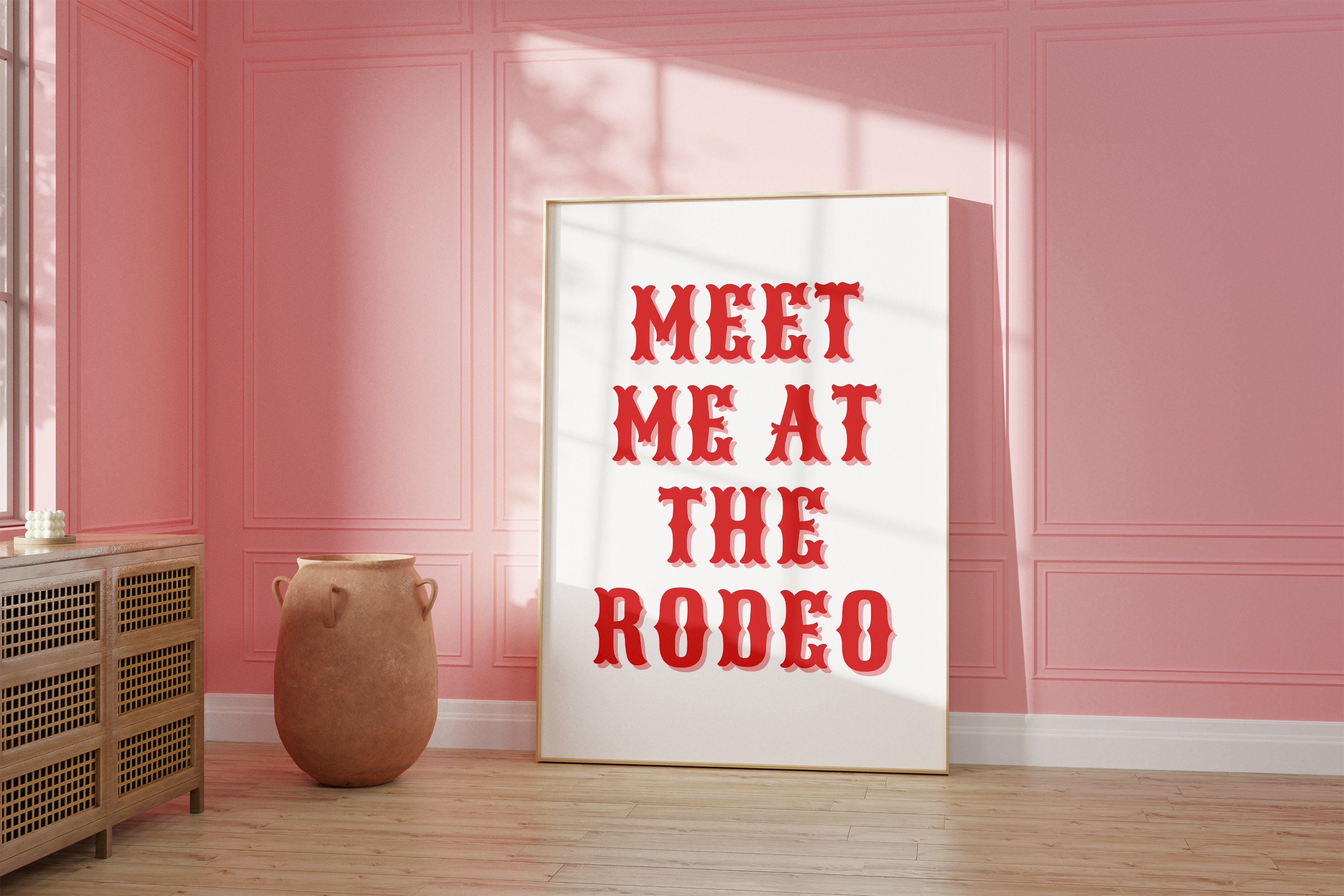 Meet Me at the Rodeo Red and White Trendy Wall Art Print Coastal ...