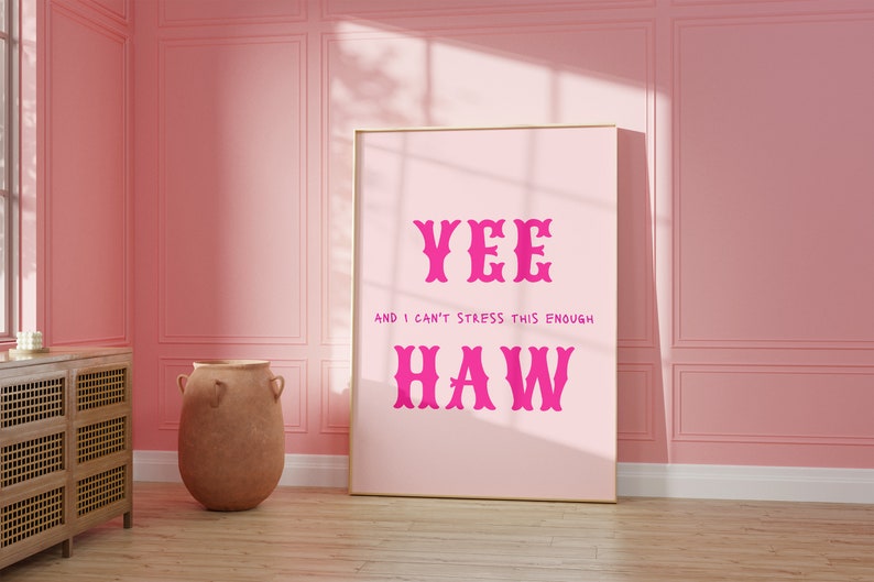 Yeehaw Typography Western Print, Cowboy Wall Art, Trendy Western Art ...