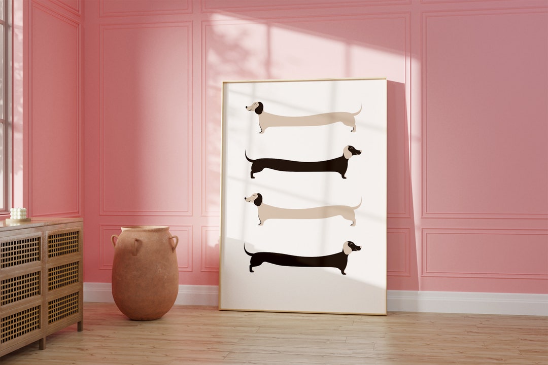 Printable Neutral Dachshund Print, Kids Room Poster, Preppy Art ...