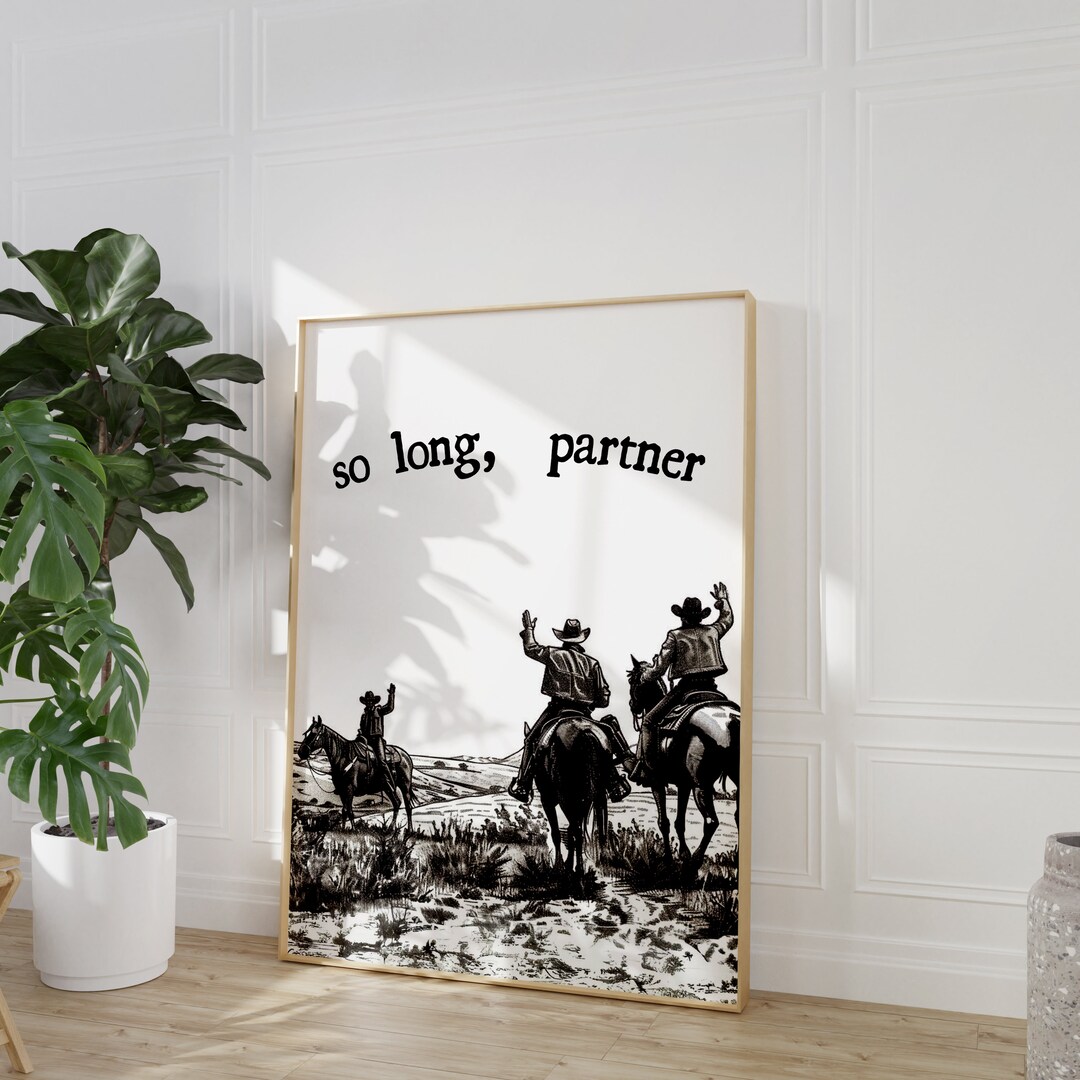 Vintage Cowboy Poster: so Long Partner, Western Wall Art (digital ...