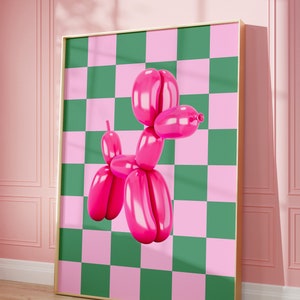 Pop Art Balloon Dog Wall Art, Modern Wall Art, Preppy Pink Prints Boho ...