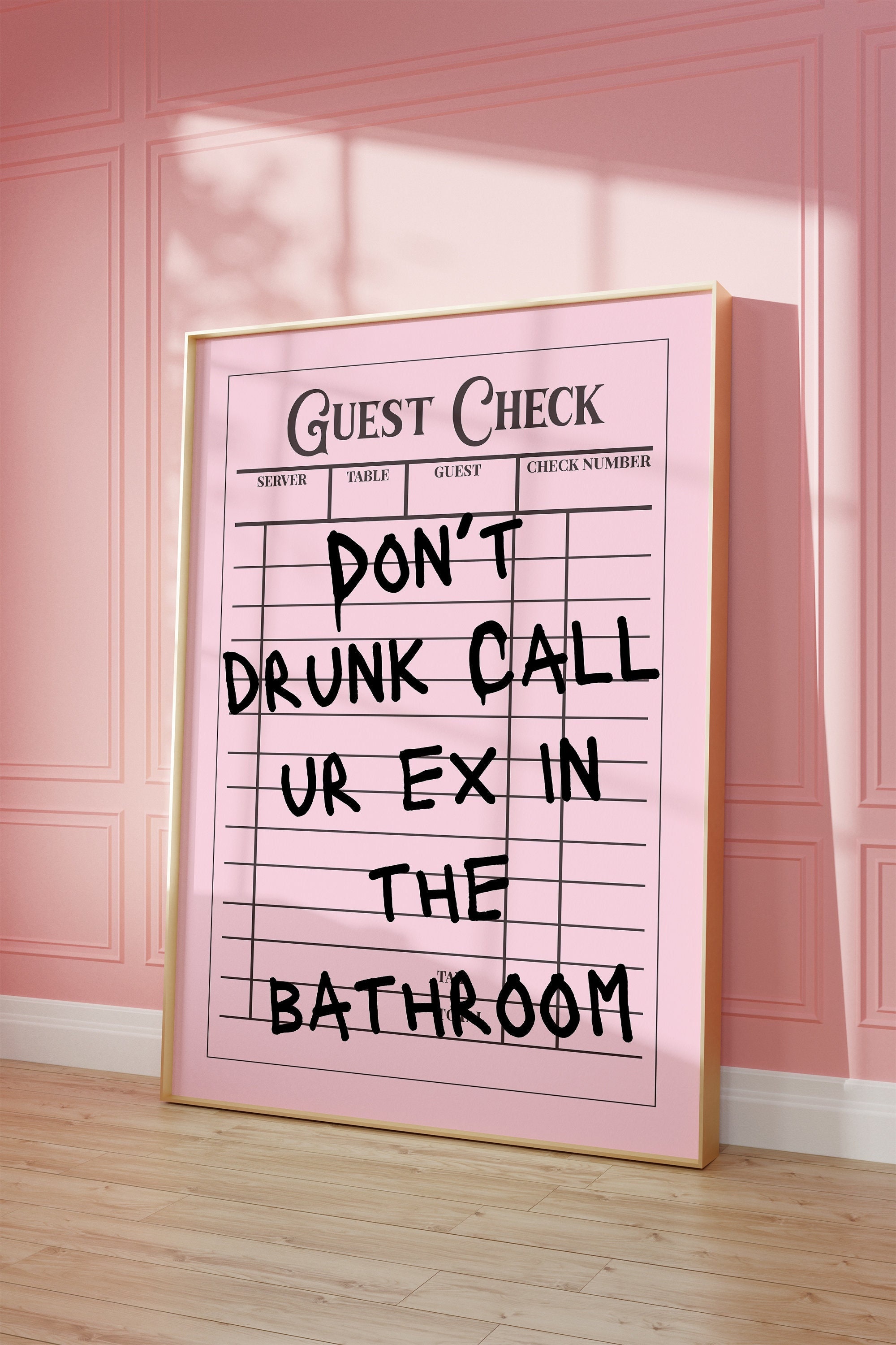 Trendy Pink Guest Check Funny Bathroom Print, Funny Quote for College ...