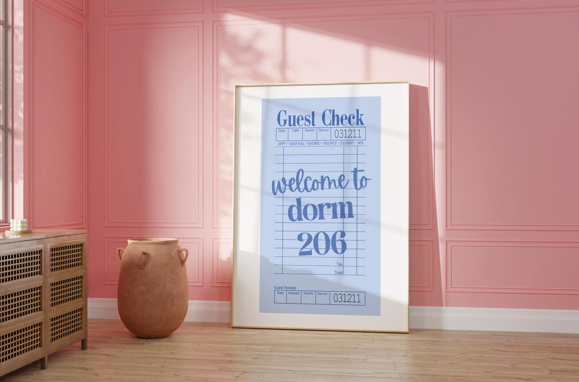 Custom Dorm Welcome Sign: Preppy Guest Check Art (digital Download) - Etsy