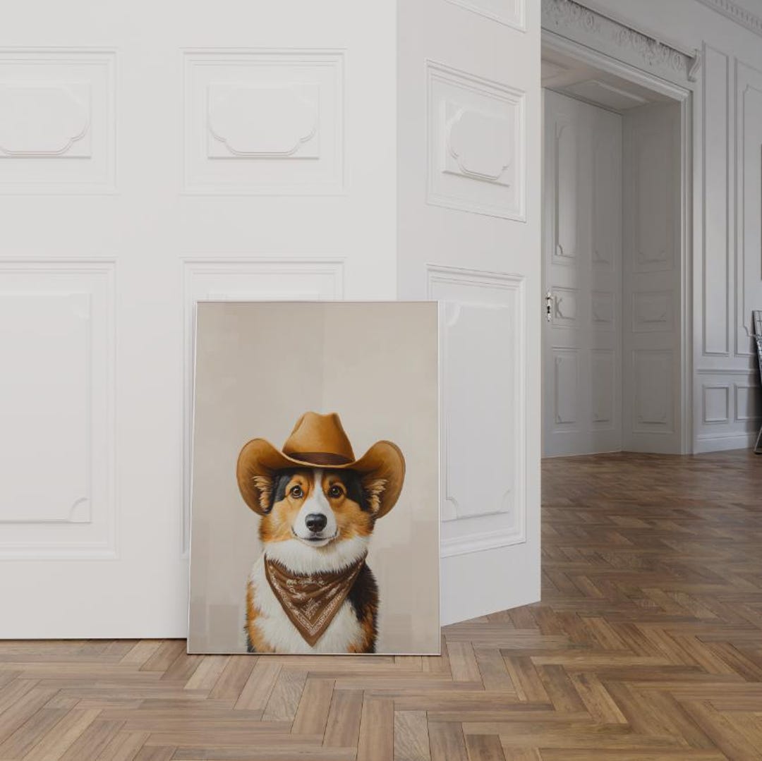 Welsh Corgi Dog Neutral Aesthetic Print, Vintage Art, Western Trendy ...