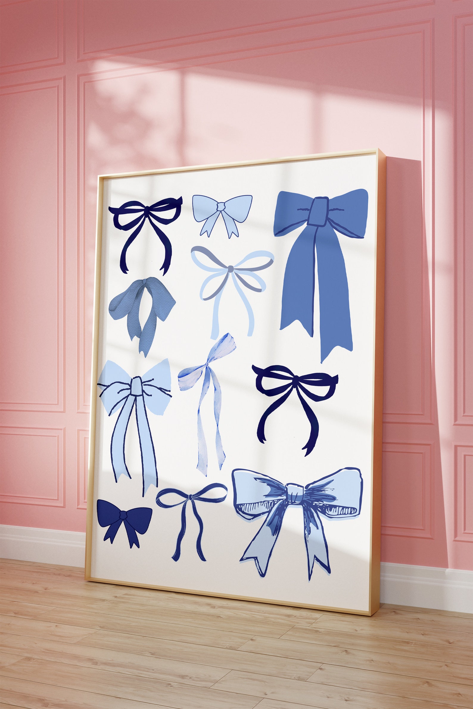 Blue Bow Print, Trendy Preppy Cottagecore Art (physical Print) - Etsy