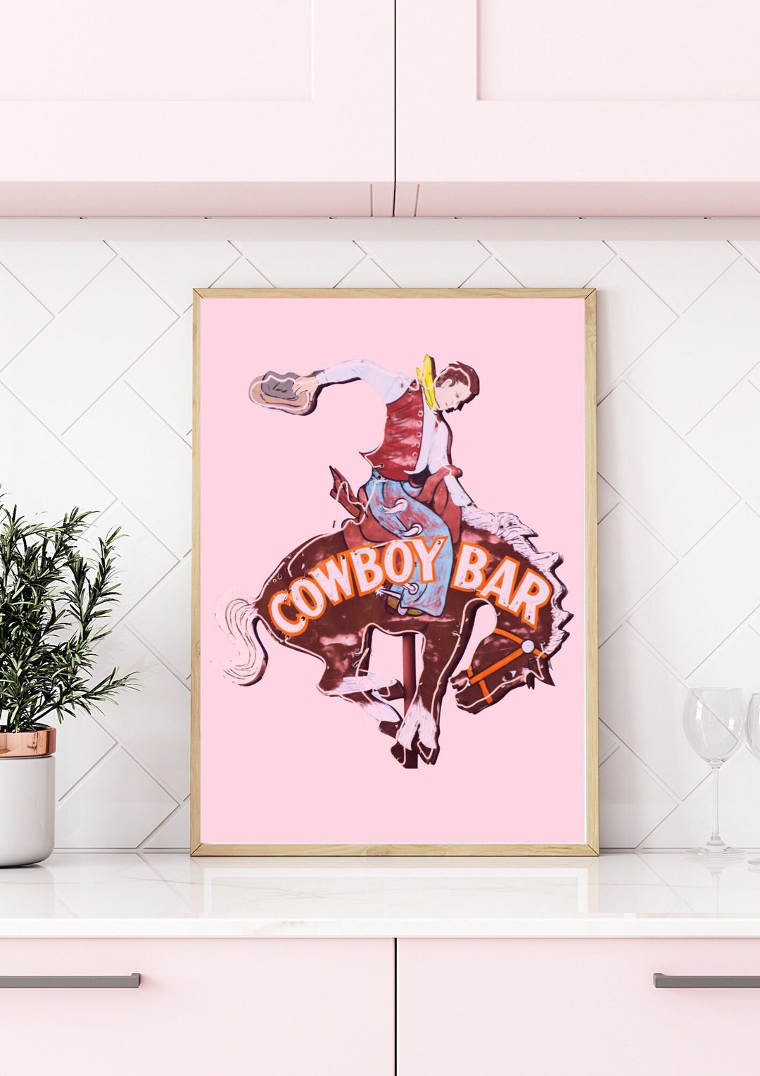 Cowboy Bar Sign Digital Download Vintage Cowboy, Rodeo Cowboy, Pink ...