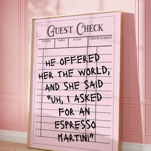 Espresso Martini Guest Check Print: Funny Bar Cart Decor (digital ...
