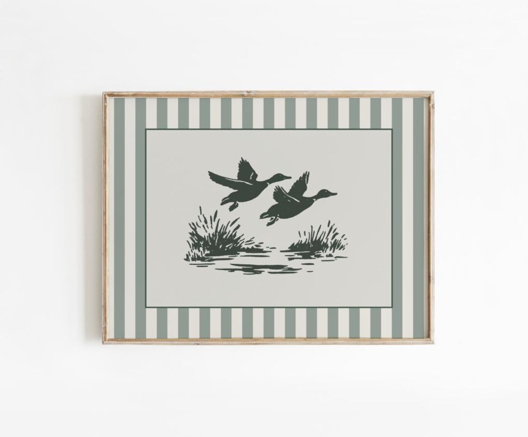 Vintage Duck Drawing Print, Vintage Duck Hunting Painting, Duck Nursery ...