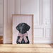 Preppy Black Labrador Art Print, Pink Chinoiserie Aesthetic Dog Print ...