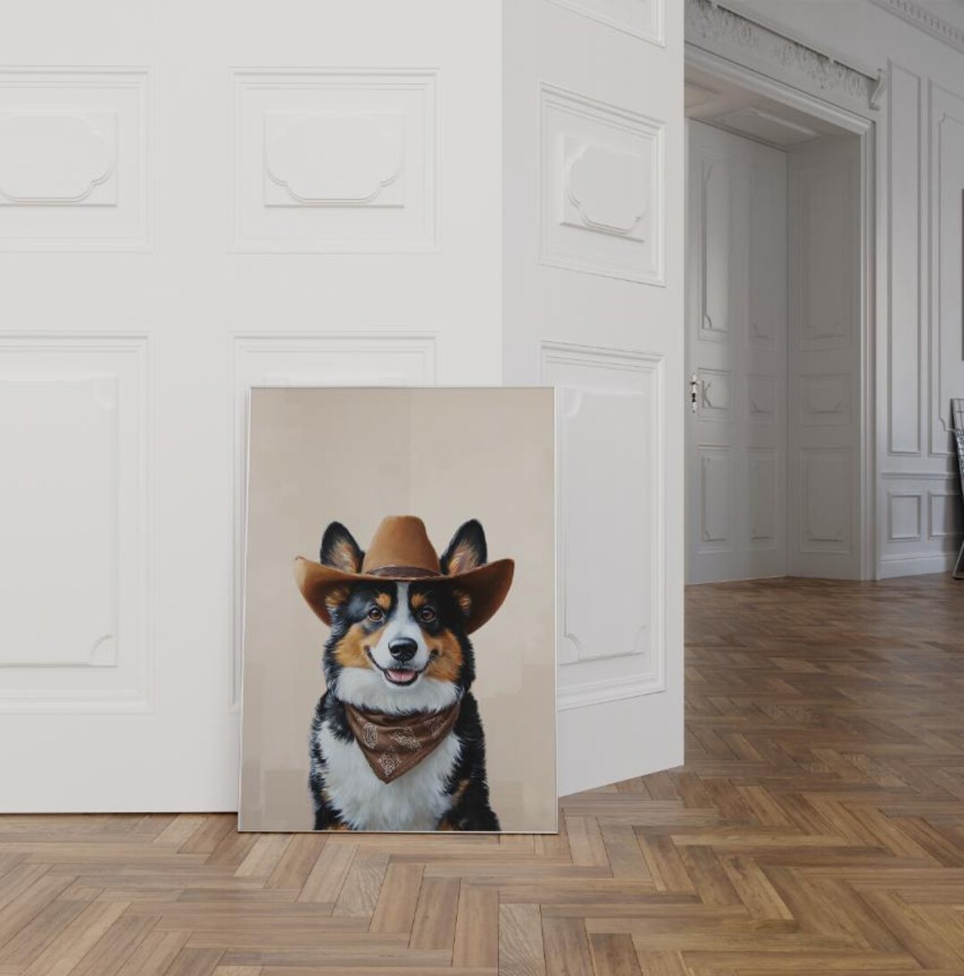 Welsh Corgi in Cowboy Hat Vintage Art Print (digital Download) - Etsy